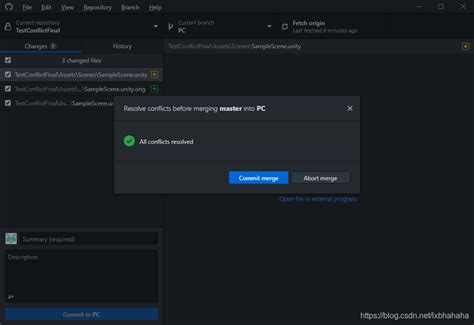 Unity在githubdesktop中使用unityyamlmerge解决合并时场景冲突的问题 Csdn博客