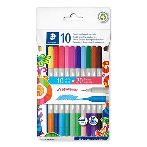 Staedtler Twin Colour Markers Assorted Pack Of 10 Torstar