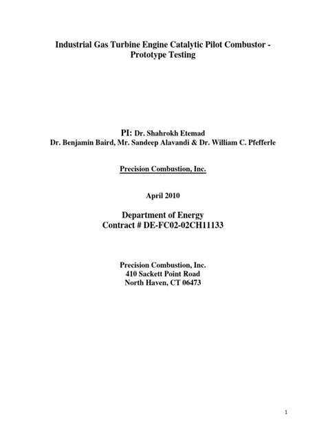 2010 Industrial Gas Turbine Engine Catalytic Pilot Combustor Pdf Combustion N Ox
