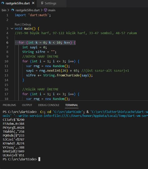 Dart Programlama Dilinde Rastgele Şifre Üretmek Flutter Dart Kategorisi