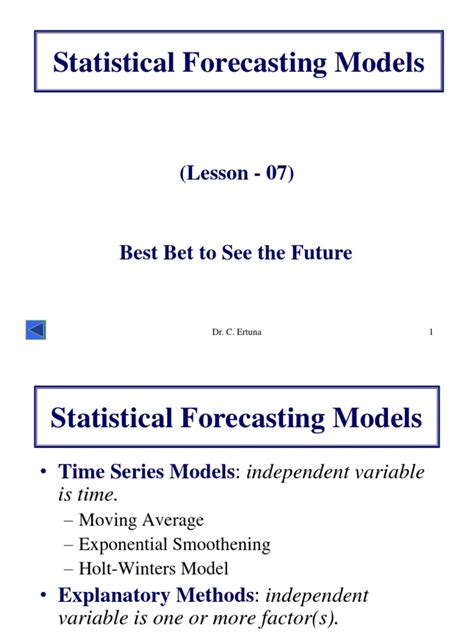 Statistical Forecasting Models Pdf Forecasting Seasonality