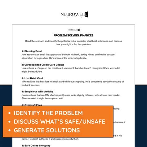 Problem Solving Written Scenarios Adult Speech Therapy Cognitive Activities