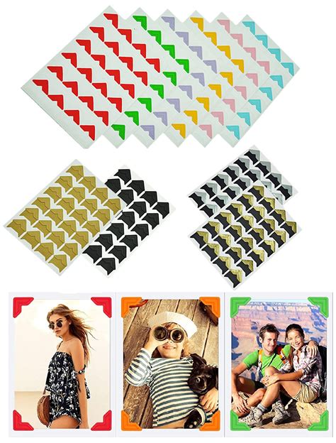 Order O Ozone 10 Sheets Photo Mounting Corners Stickers Self Adhesive Colorful Decor Picture