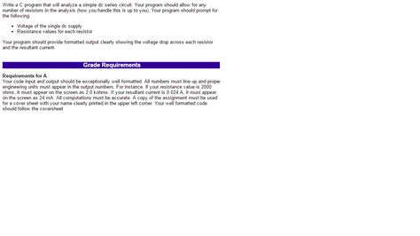 solved write a c program that will analyze a simple dc