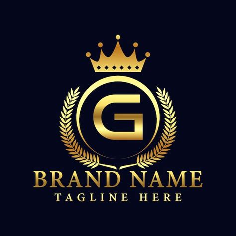 로 글자 G 럭셔리 크라운 로고 디자인 터 일러스트레이션 프리미엄 벡터