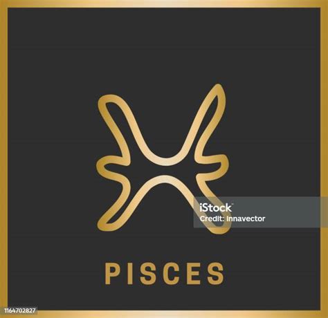 조디악 기호 물고기자리 운세 황금 비문과 검은 배경에 고립 된 황금 기호 벡터 일러스트레이션 물고기자리에 대한 스톡 벡터 아트 및 기타 이미지 Istock