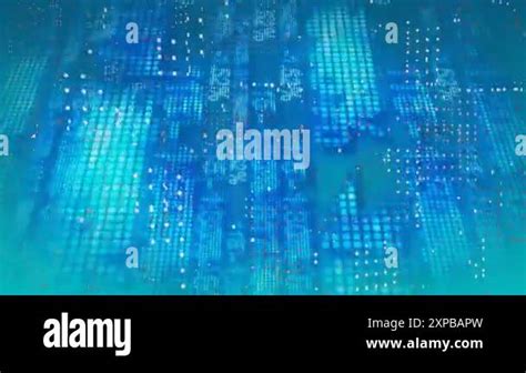 Digital Data Processing Animation With Blue Pixelated Patterns And Abstract Shapes Technology