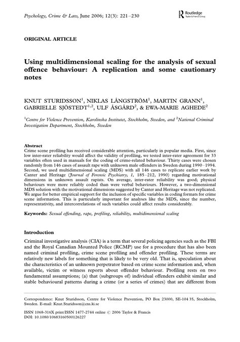 Pdf Using Multidimensional Scaling For The Analysis Of Sexual Offence