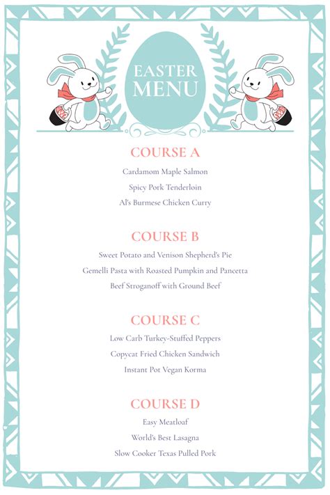 Easter Menu Bunny
