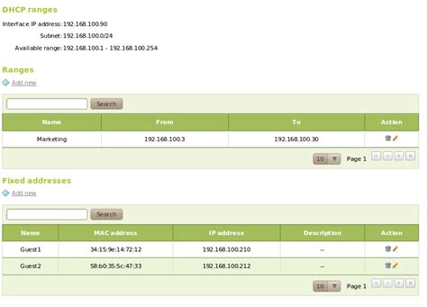 Network Configuration Service DHCP Zentyal 2 0 Documentation