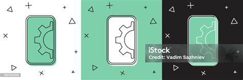 Set Software Webentwicklung Programmierkonzeptsymbol Isoliert Auf Weißem Und Grünem Schwarzem