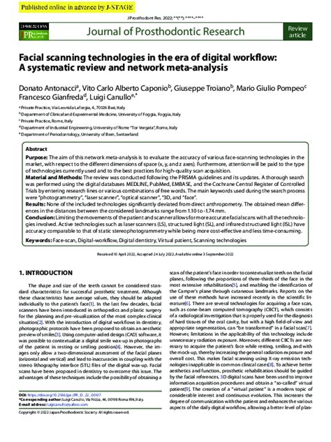 Pdf Facial Scanning Technologies In The Era Of Digital Workflow A Systematic Review And