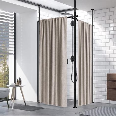 Hosko Double Curtain Divider Stand 48 To 144 Inches Expandable Curtain Rod Room