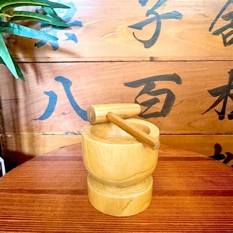 Art Japanese Usukine Wooden Wood Mortar Wmallet For Mochi Rice Cake