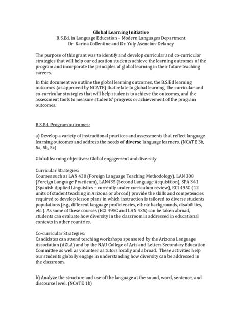 Fillable Online Global Learning Initiatives In The Department Of