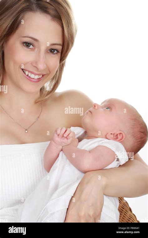 Mother Holding Her Baby Stock Photo Alamy
