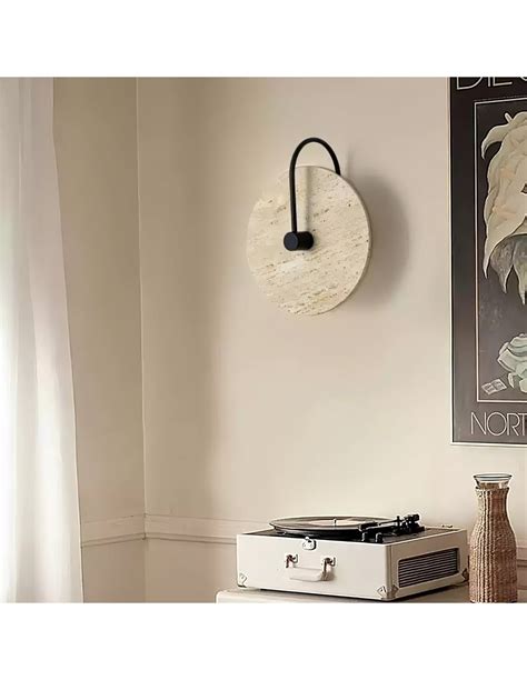 Simple Clock Shaped Travertine Wall Lamp Home Kiki Lighting