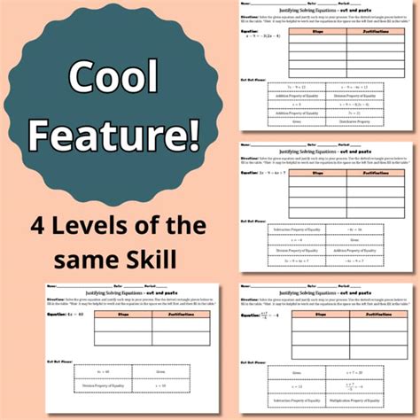 Solving Equations Proofs Cut And Paste Activity 6th 9th Grade Algebra 1