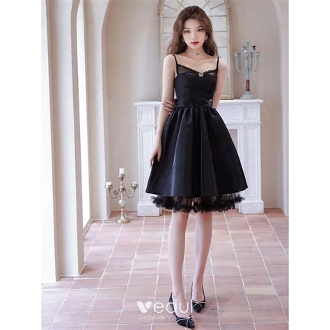 Sexy Summer Black Short Party Dresses 2023 A Line Princess Spaghetti