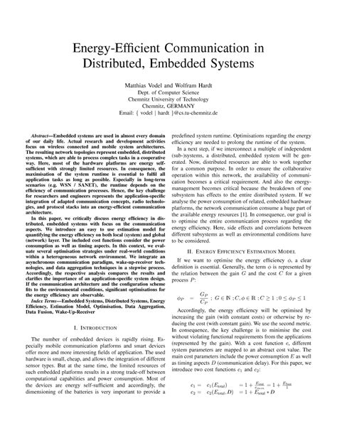 Pdf Energy Efficient Communication In Distributed Embedded Systems
