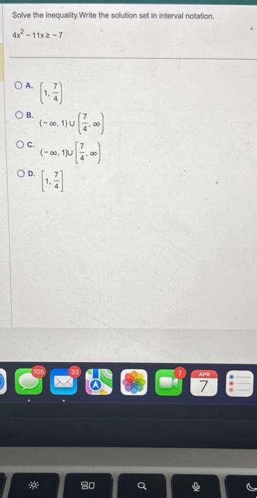 Solved Solve The Inequality Write The Solution Set In
