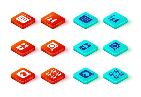 설정 클라우드 기술 데이터 전송 계층 구조 기관 차트 폴더와 검색 개념 데이터 분석 및 브라우저 창 아이콘 벡터 3차원 형태에