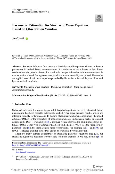 Parameter Estimation For Stochastic Wave Equation Based On Observation