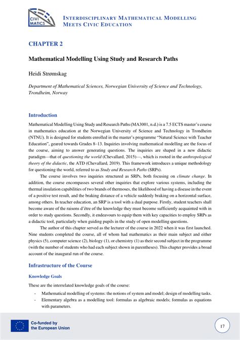Pdf Mathematical Modelling Using Study And Research Paths