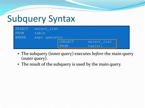 Ppt Using Subqueries To Solve Queries Using The Set Operators