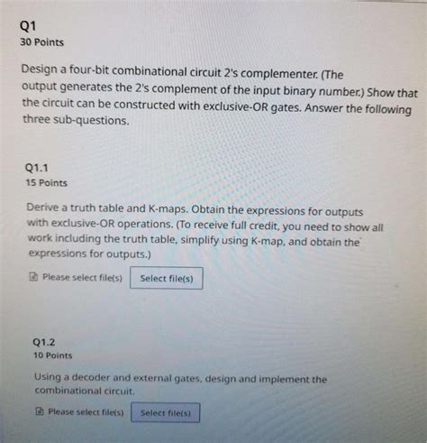 Solved Q1 30 Points Design A Four Bit Combinational Circuit