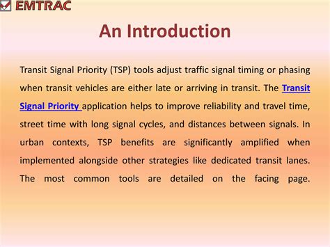 Transit Signal Priority When To Use This Strategy Full Description Pptx Travel