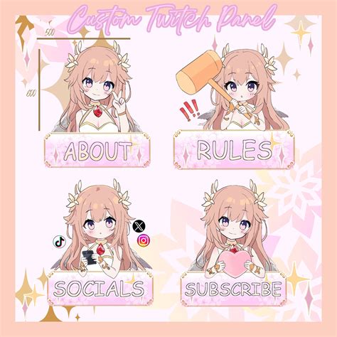 Custom Chibi Cute Twitch Panels For Your Stream Anime Twitch Panel