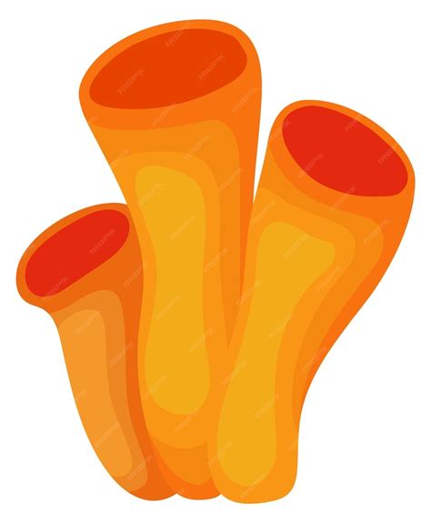 파이프 산호 만화 아이콘 해양 자연 기호 흰색 배경에 고립 프리미엄 벡터