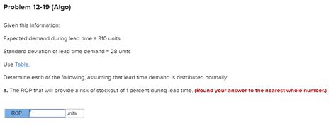 Solved Problem 12 19 Algo Given This Information Expected Chegg Com
