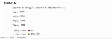 Solved Question Determine The Work KJ For A Cycle Given Chegg