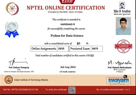 Python Datascience Nptel Top5 Machinelearning Harshad R
