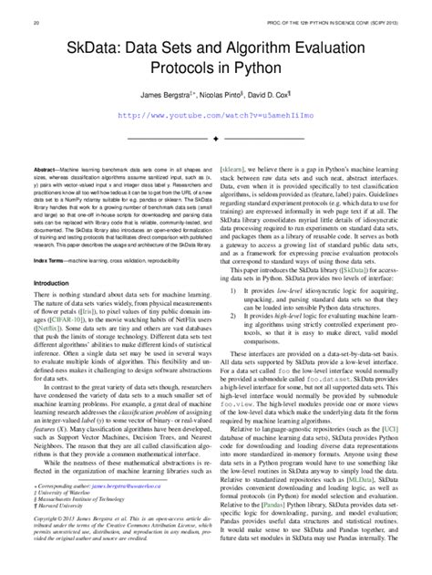 Fillable Online Data Sets And Algorithm Evaluation Protocols In Python Fax Email Print Pdffiller