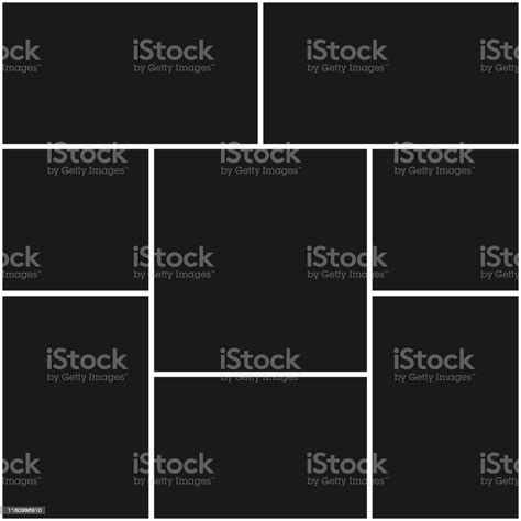 템플릿은 사진과 사진 사진 콜라주 사진 퍼즐에 대한 여덟 프레임 콜라주 벡터 그림입니다 현대 미니멀리즘 무드 보드 모형 합성 이미지에 대한 스톡 벡터 아트 및 기타 이미지