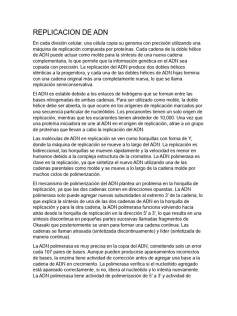 Replicacion De Adn Pdf
