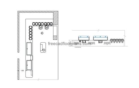 Buffet Counter Free Cad Drawings