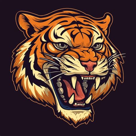 호랑이 머리 마스코트 로고 벡터 일러스트 레이션 프리미엄 벡터
