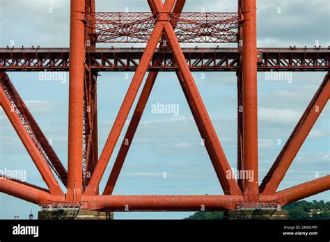 Base Of The Centre Double Cantilever Tower Of The Forth Bridge Showing The Steel Structure Stock
