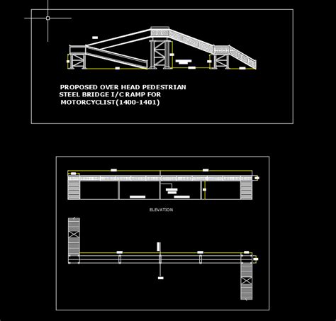 Pedestrian Steel Bridge Autocad Drawing