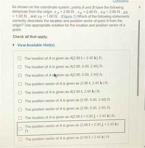 solved as shown on the coordinate system points a and b
