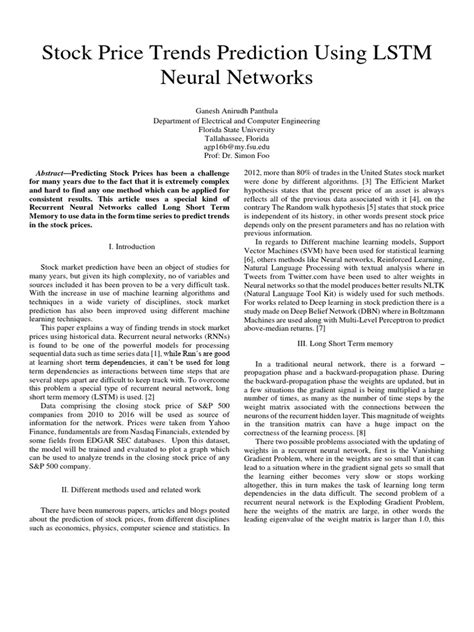 Stock Price Trends Prediction Paper 1 Pdf Artificial Neural Network Machine Learning
