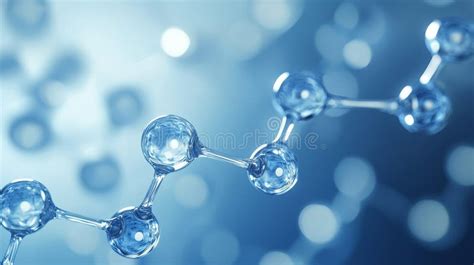 Abstract Molecular Structure 3d Render Blue Bokeh Background Science Concept Molecule Atoms