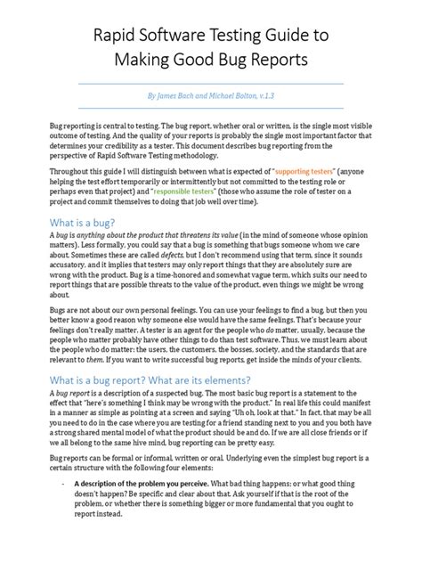 Bug Reporting Guide Pdf Software Bug Software Testing