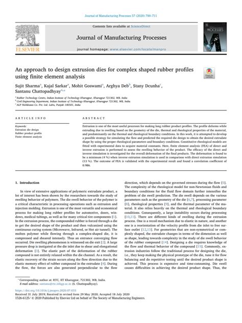an approach to design extrusion dies for complex shaped rubber profiles