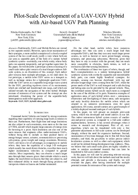 pdf pilot scale development of a uav ugv hybrid with air based ugv