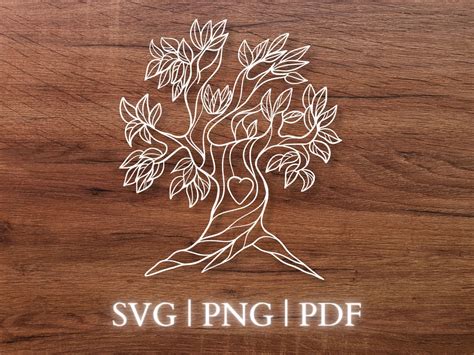 Tree Heart SVG PNG For Cricut And Silhouette Carved Heart Tree Svg Png